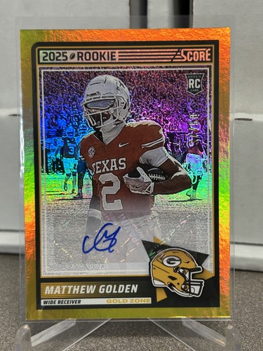 2025 Score Football Matthew Golden GOLD ZONE Auto /50 RC Rookie Green ...