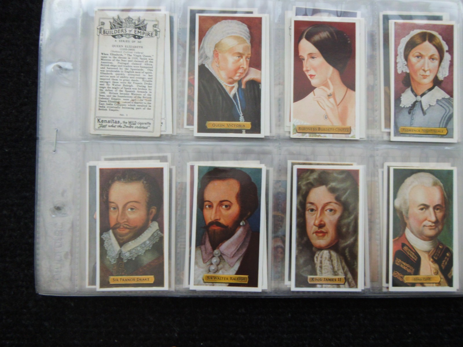 ONE COMPLETE SET CIGARETTE CARDS J WIX KENSITAS BUILDERS OF THE EMPIRE ...