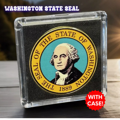 WASHINGTON State Seal Colorized Collectible Challenge Coin CASE ...
