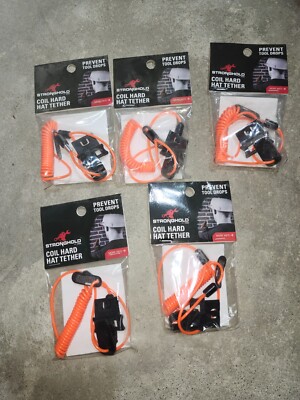 Coil Hard Hat Tethers - Bright Orange - 5 Pack - Stronghold - Prevent ...