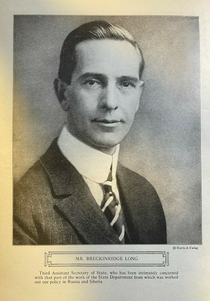 1918 Vintage Illustration Breckenridge Long Assistant Secretary of ...