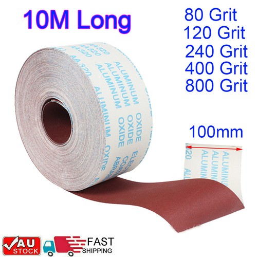 10M Sandpaper Roll Aluminium Oxide 80 120 - 800Grit Emery Cloth Sanding ...