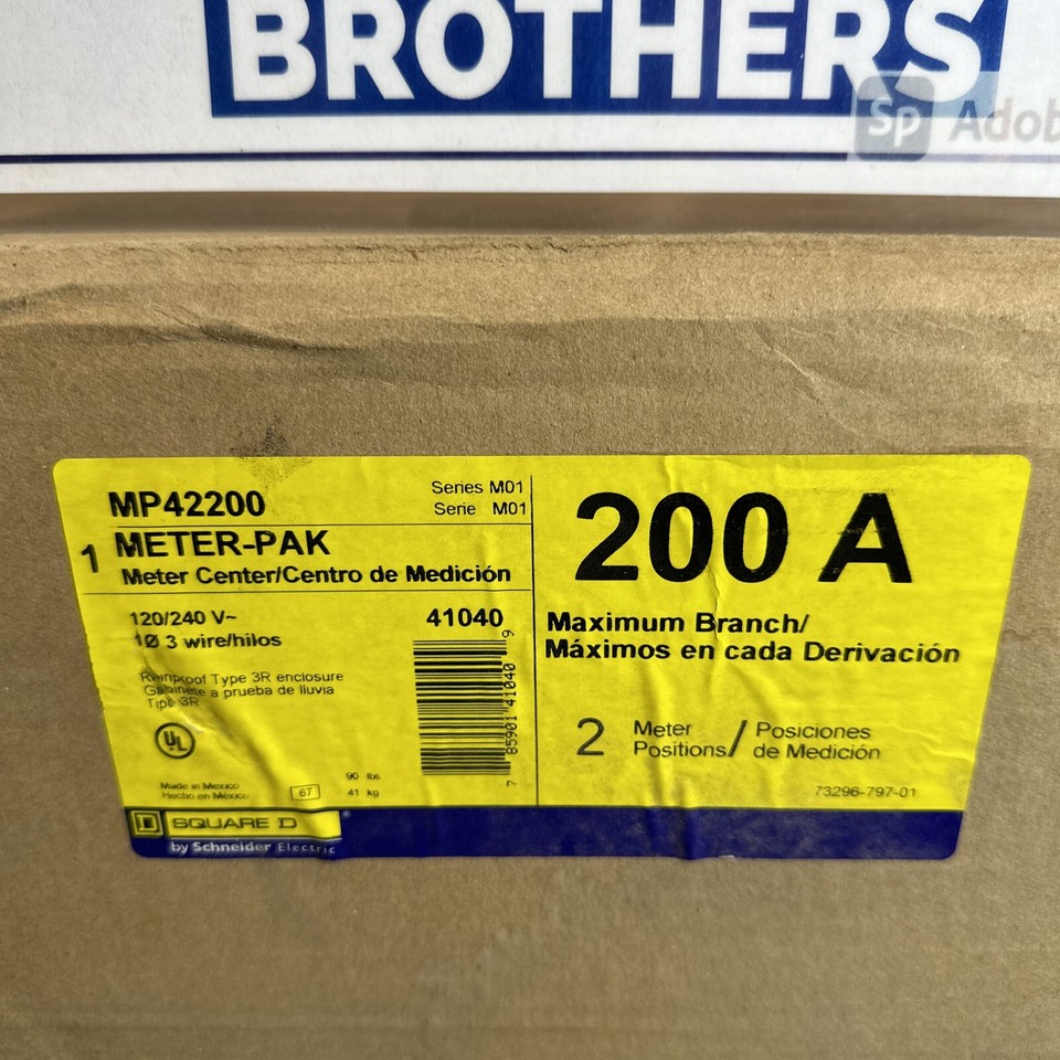 Square D MP42200 2-Gang Meter Pack Pak Service 400 Amp 200 Amp /Socket ...