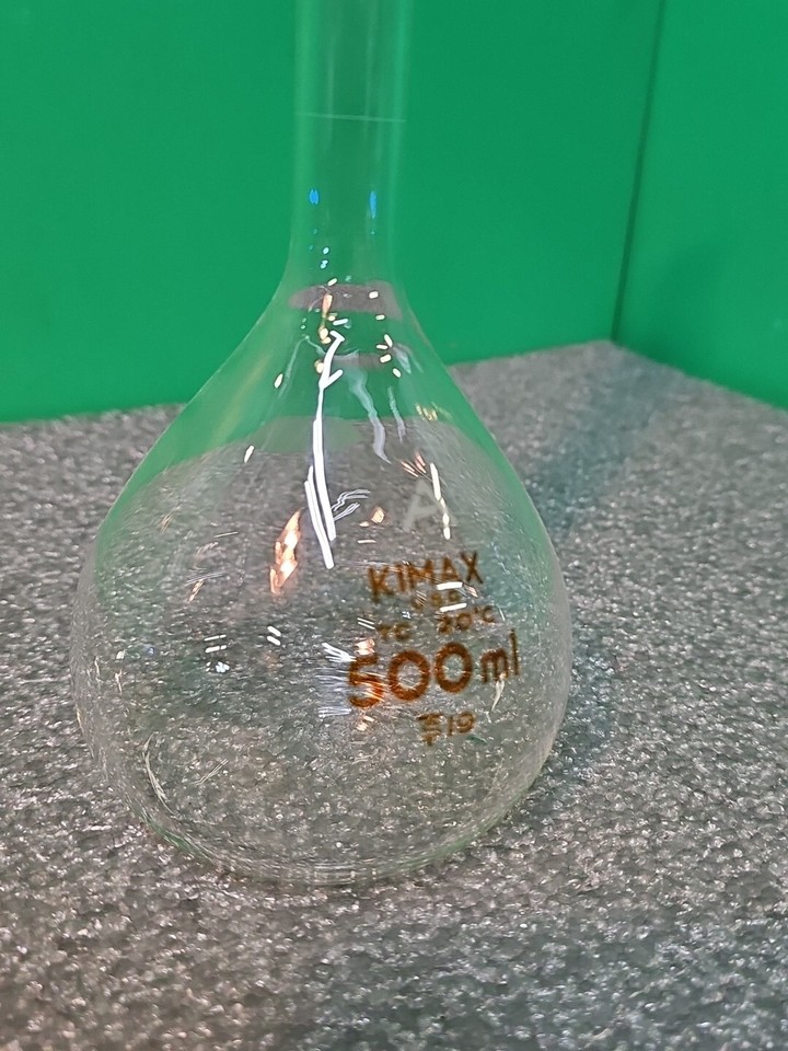 Kimble KIMAX Glass Class A TC 500mL Volumetric Flask | 19 Stopper | USA ...