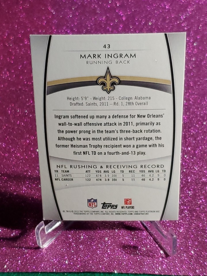 2012 Topps Platinum Football NFL #43 Mark Ingram New Orleans Saints | eBay