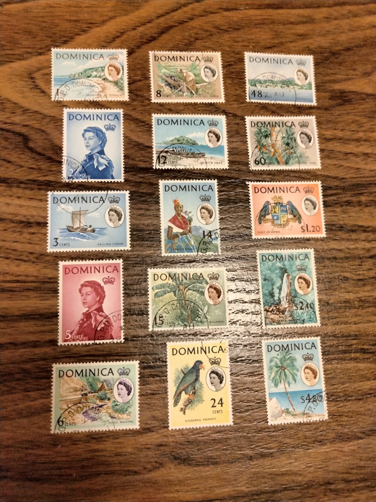 Dominica USED Lot of 15 (Missing 4c & 10c) 1963 Definitive Issue stamps ...