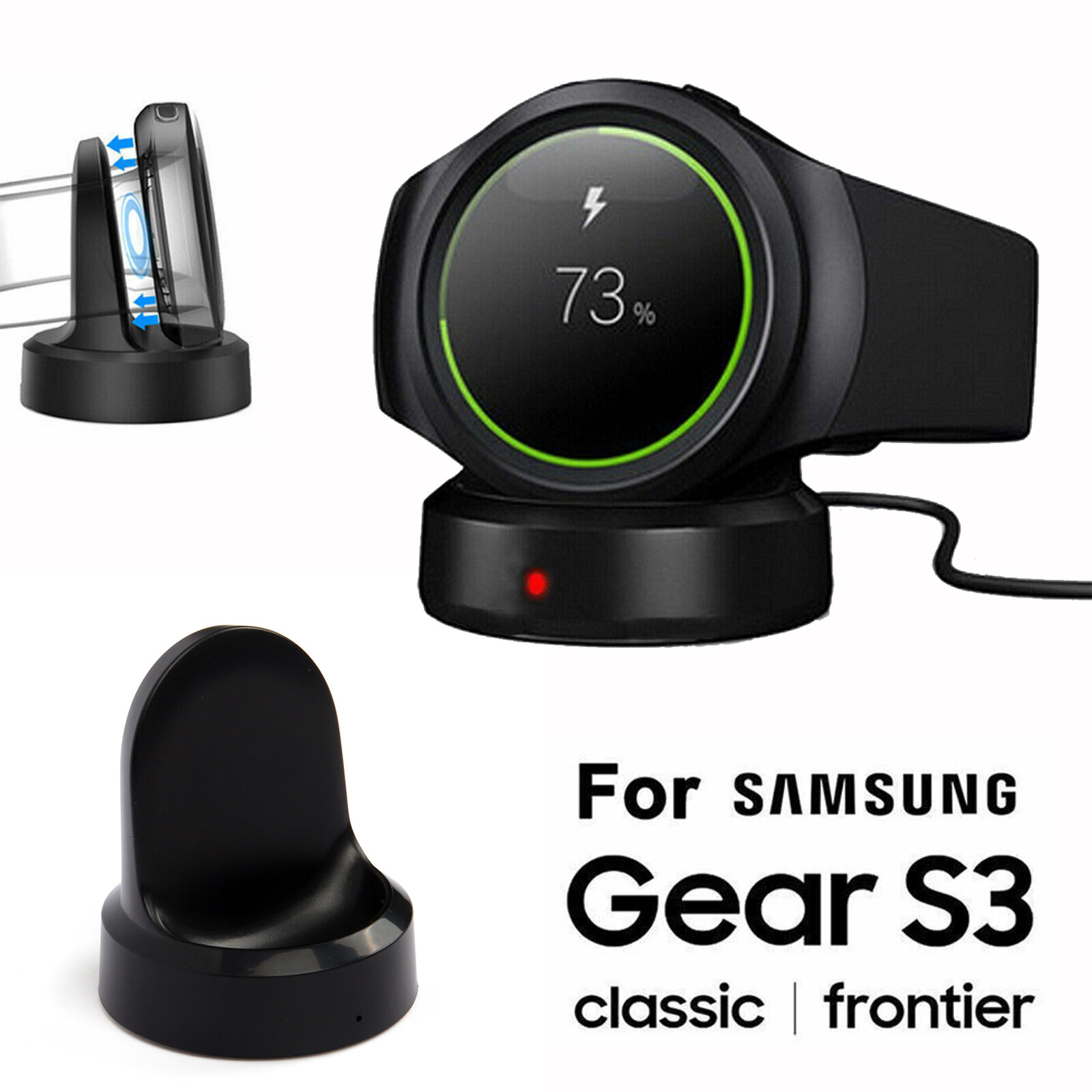 For Samsung Gear S2 S3 Frontier/Classic Wireless Charging Dock Cradle ...