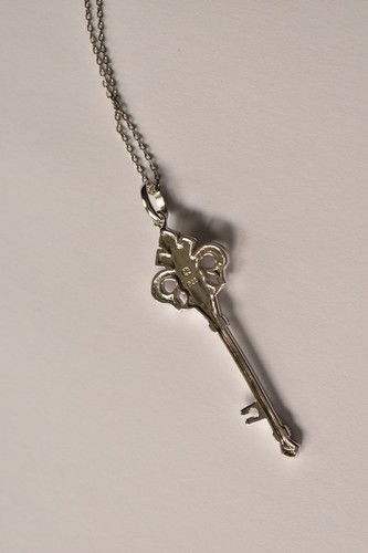 Sterling Silver & Diamonds Key Pendant on 18 Inch Sterling Chain | eBay