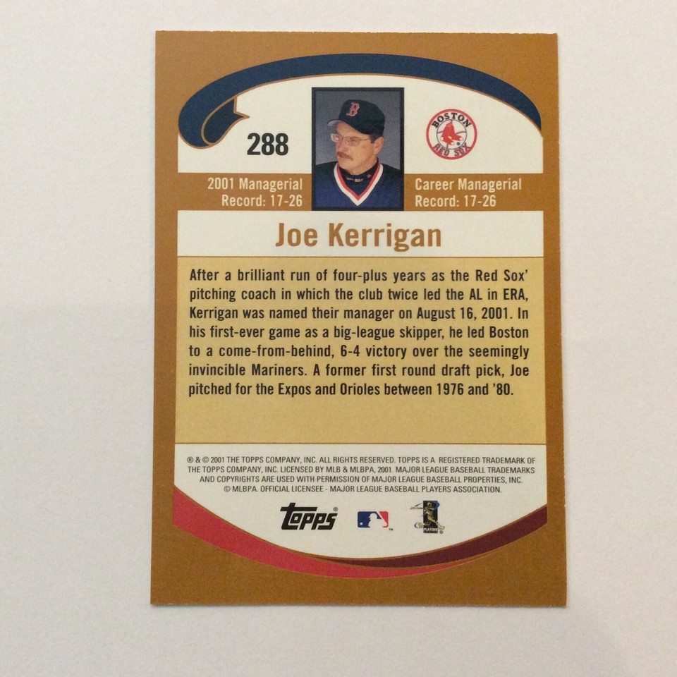 2002 Topps #288 Joe Kerrigan MGR Boston Red Sox | eBay