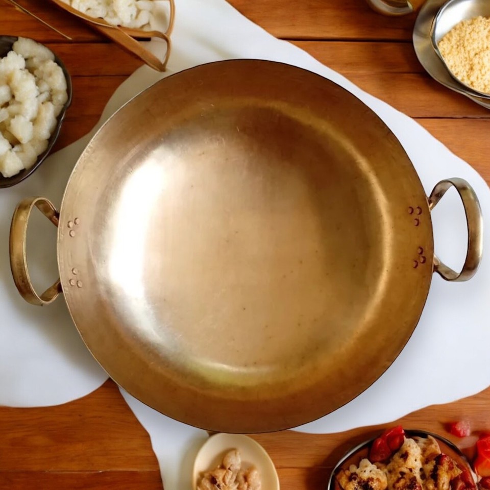 Brass Pan Wok Traditional Thai Cookware Extra Large 17" Food Dessert ...