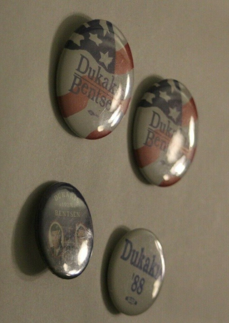 Dukakis Bentsen '88 1988 Campaign 4pc Lot Metal Button Pin Lapel Hat ...