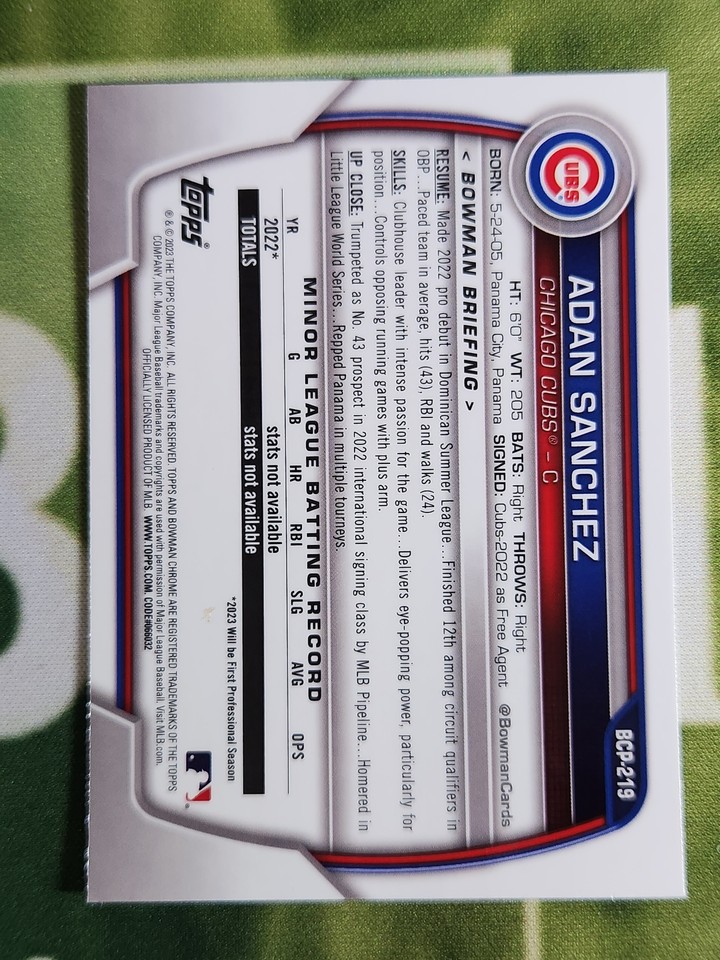 Adan Sanchez 1st 2023 Bowman Chrome Mojo Refractor Chicago Cubs #BCP ...