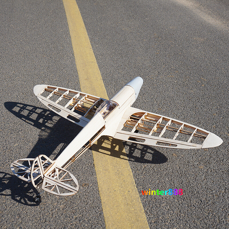 Spitfire Fighter Jet Wood KIT RC Building Airplanes DIY Model Plane Kit ...