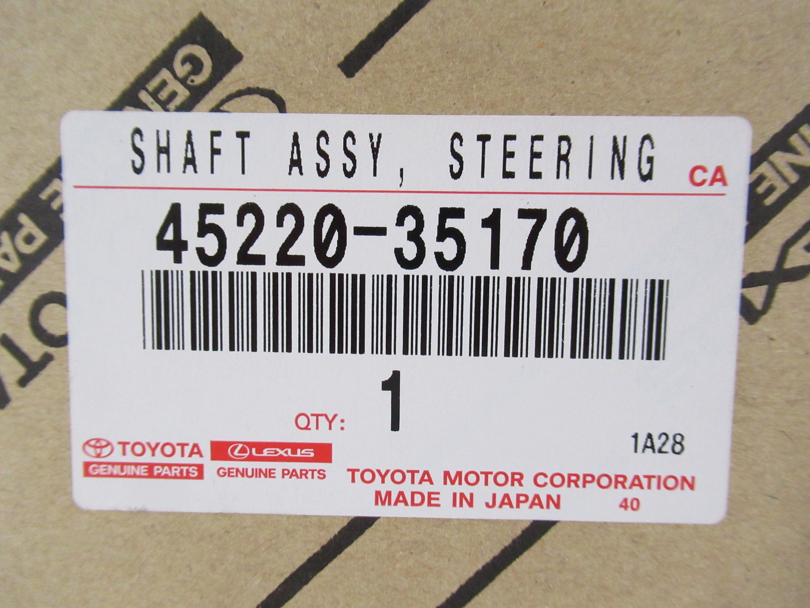 Genuine OEM Toyota 45220-35170 Intermediate Steering Shaft Assembly | eBay