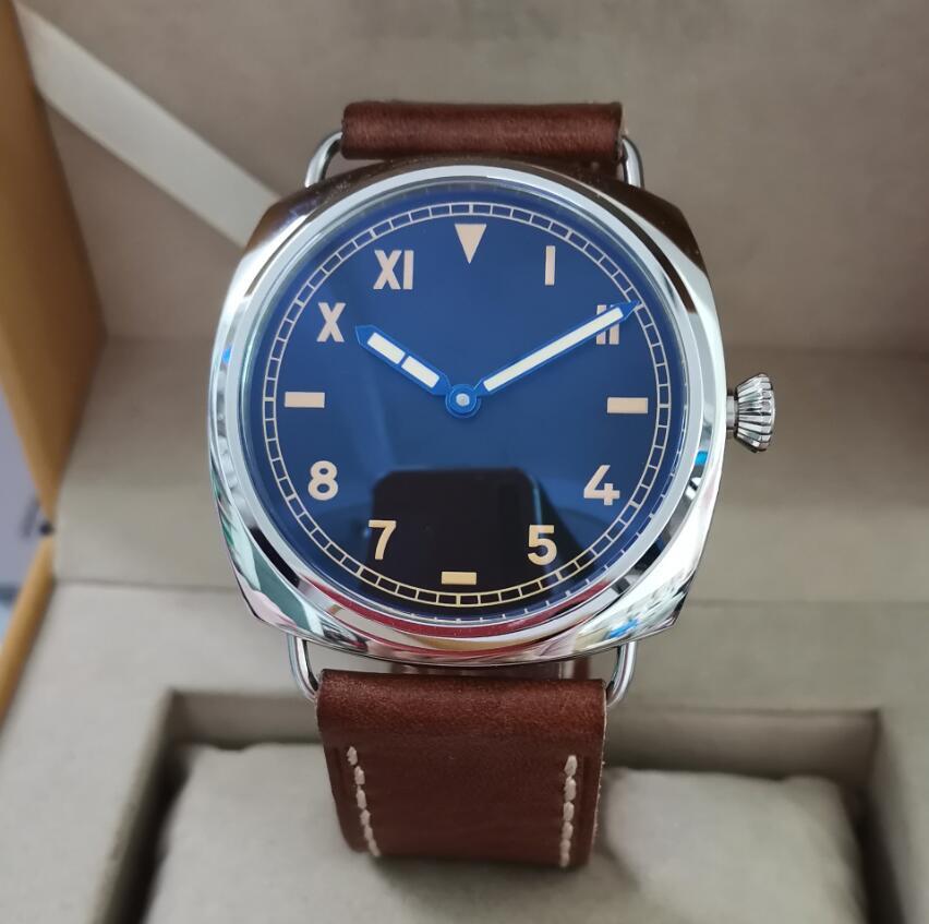 vintage blue watch brown strap men Limited Edition casual classic 47mm ...