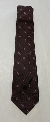 Ferrell Reed for Aras Men's Silk NeckTie Brown w/Skier Ski Jumper made ...