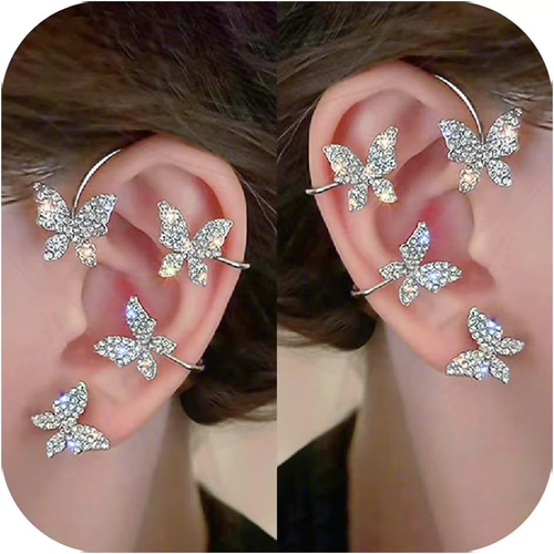 2PCS Butterfly Earrings Ear Cuffs Climber Wrap around Earrings for ...