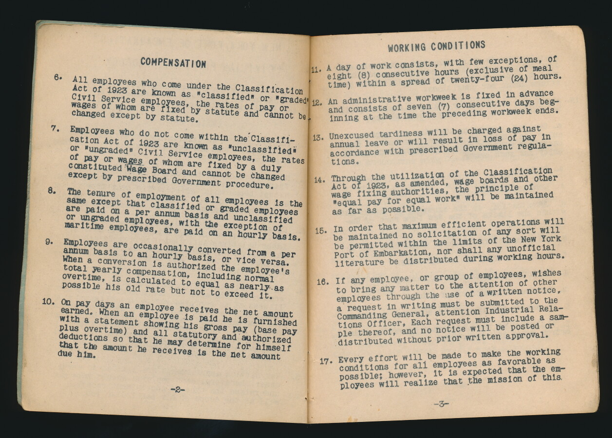Rare WWII 1944 Handbook Working Conditions NEW YORK PORT OF EMBARKATION ...