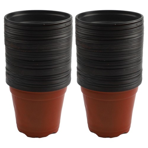 Red and Black Plastic Flower Pots Set of 100 for Various Planting Needs ...