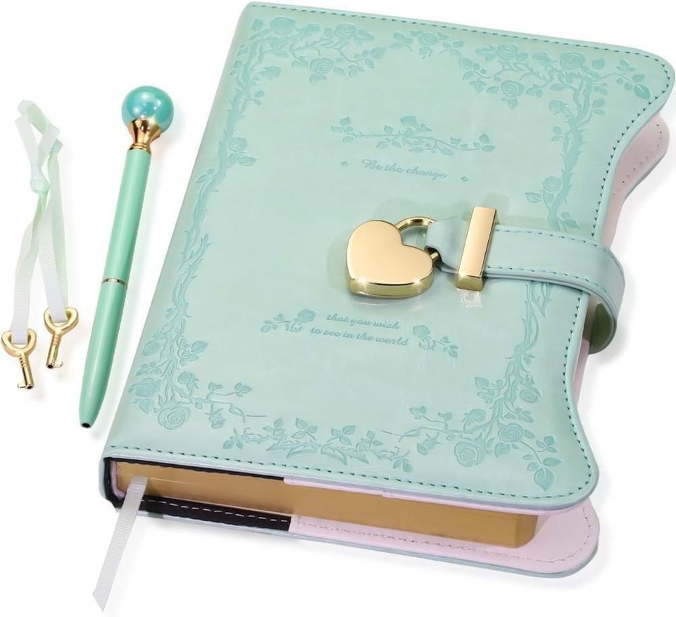 Diary with Lock and Keys for Girls Gift Ideas, 360 Gold Edged Pages ...