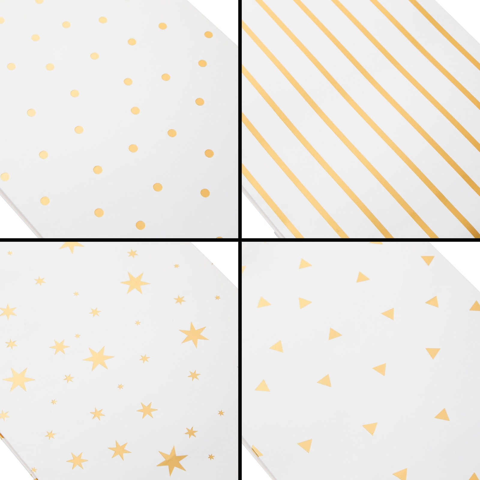 24 Pack Metallic Gold Paper Gift Bags with Handles, 4 Designs, 7.9 x 5. ...