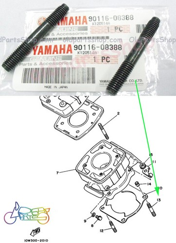 Yamaha RD125LC RZ125 Cylinder Stud Bolt x2 NOS RD125 MK1 Block Stud ...