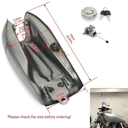 Cafe Racer 9L 2.4 Gal Motorcycle Universal Fuel Gas Tank & Cap for ...