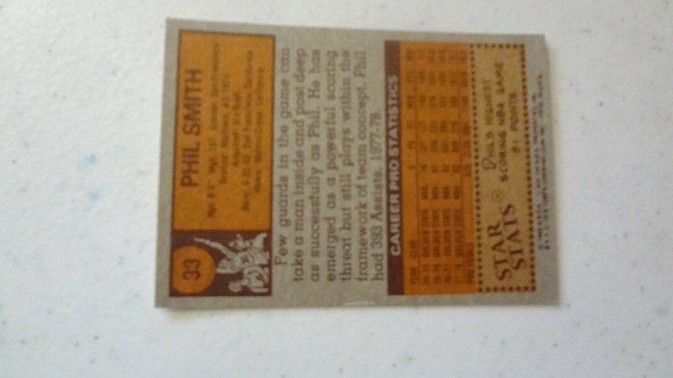 1978-79 TOPPS # 33 PHIL SMITH BASKETBALL CARD | eBay