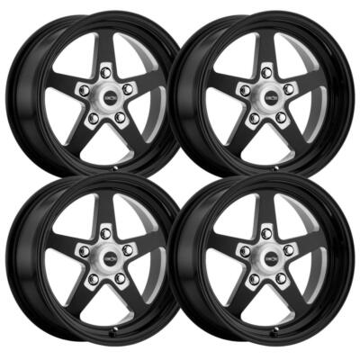 (Set-4) Vision 571 Sport Star 15x8 5x4.75 0mm Black Milled Wheels Rims ...