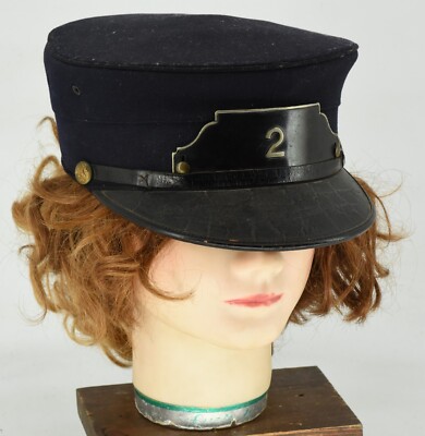 Vintage Original Trolly Worker / Train Conductor Style Hat #2 Leather ...