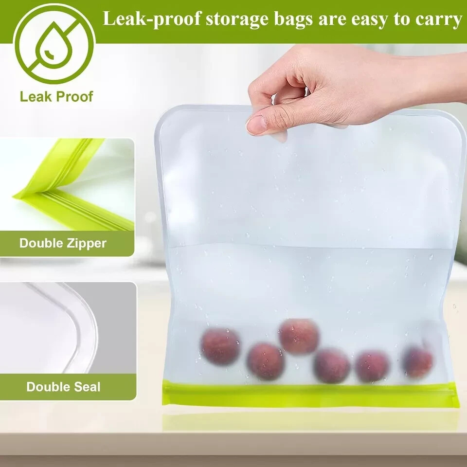 8 Pack Silicone Bags Reusable Storage Silicone Ziplock Bags-3 Reusable ...