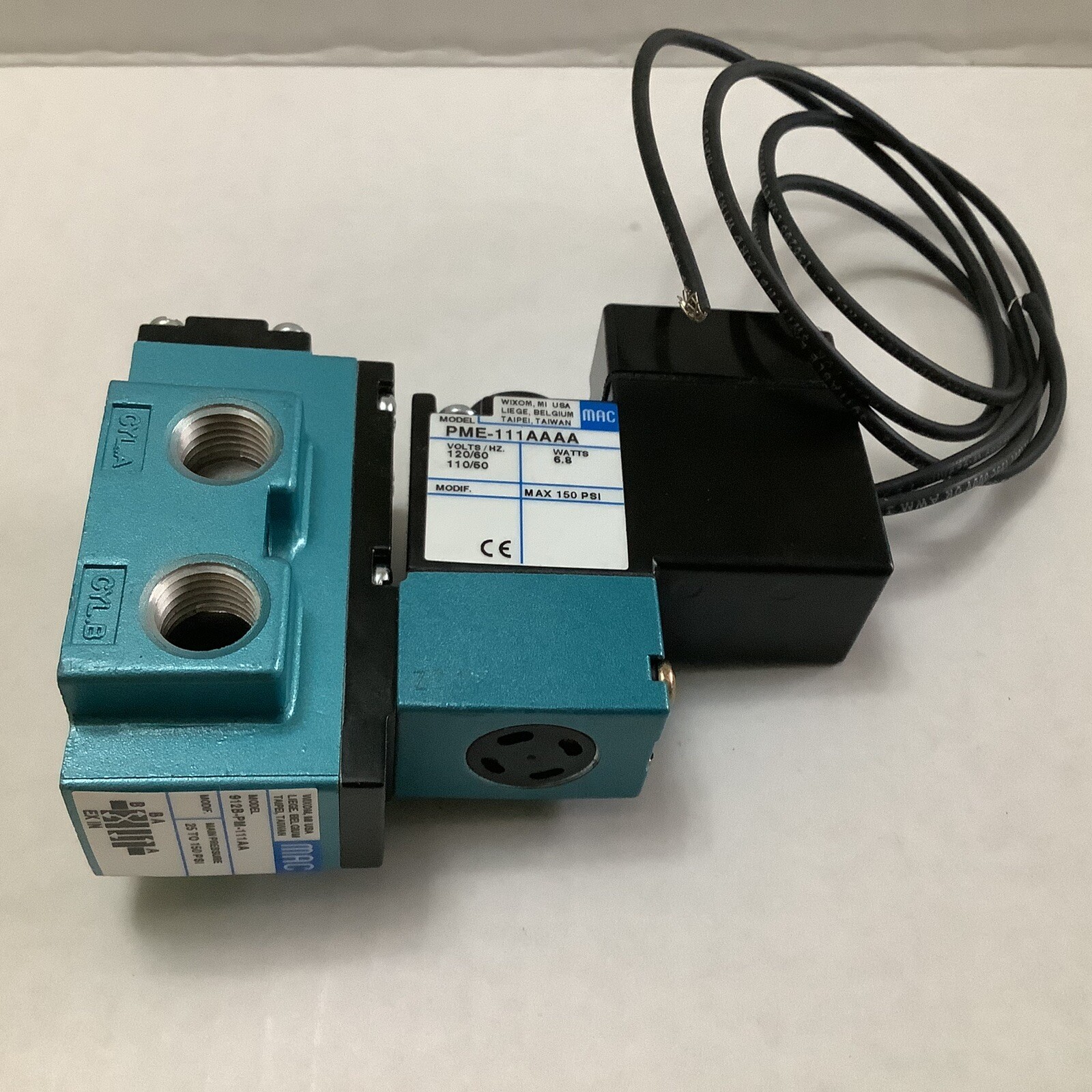 MAC Valves Inc. 912B-PM-111CA Valve PME-111CAAA Pilot Operator 120VAC ...