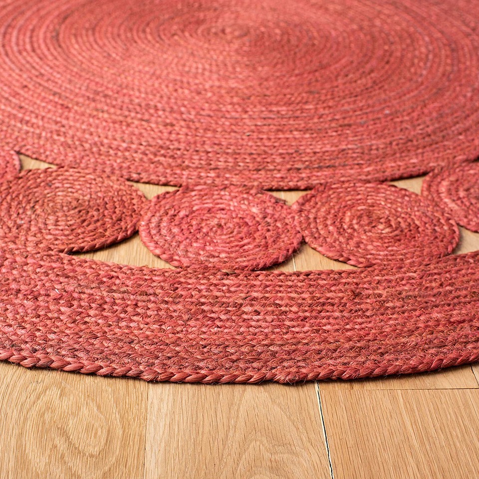 Hand Braided Area Rug Natural Jute& Cotton Door Mat Oval Woven Carpet ...