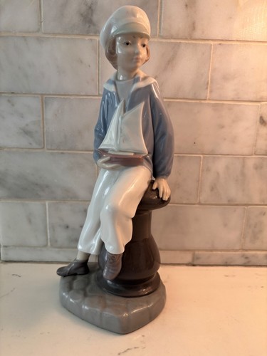 Vintage 1977 Lladro Daisa Boy Boat Yacht Porcelain Figurine Summer ...