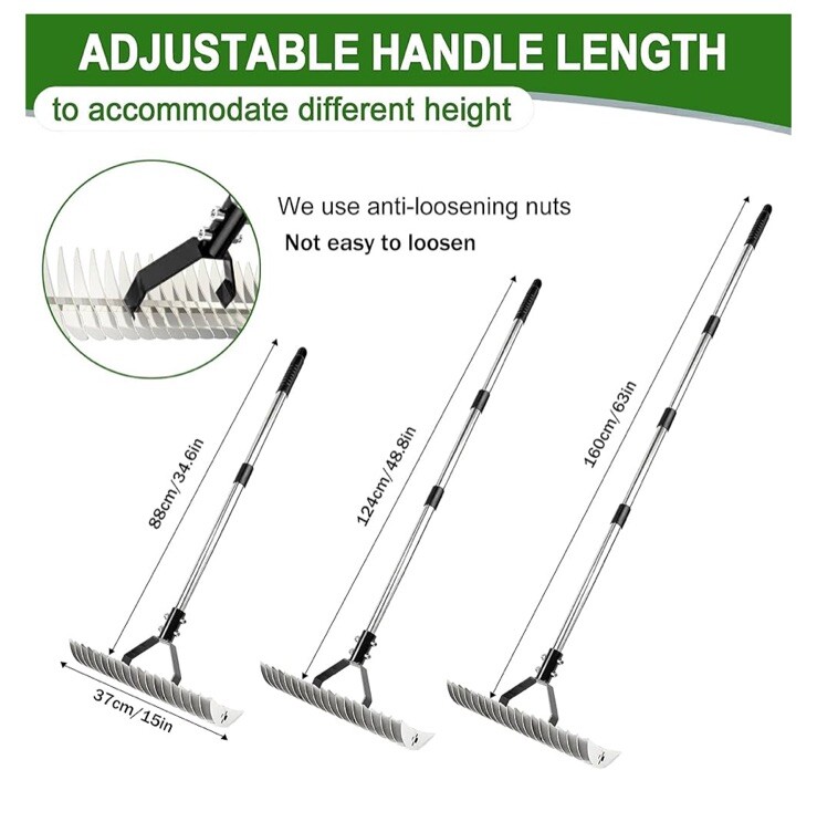 Thatch Rake, 15 Inch Wide Dethatcher Rake, Robust Lawn Dethatcher New ...