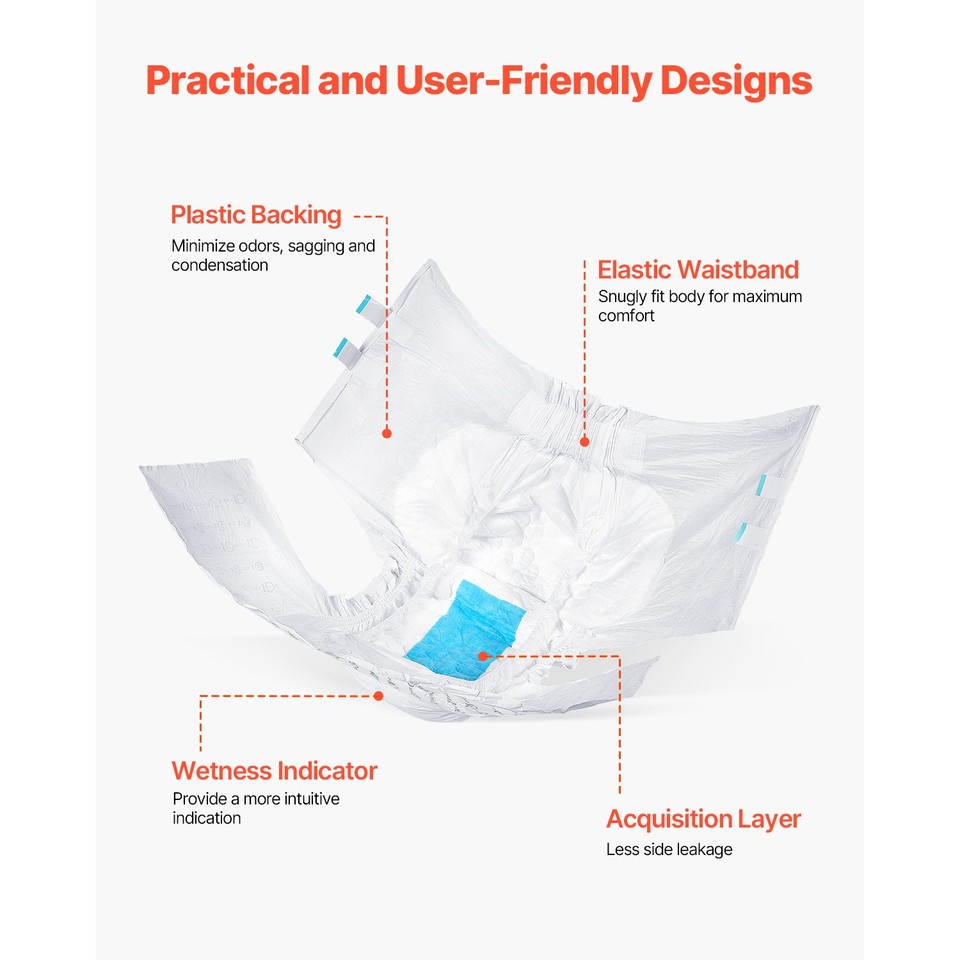 Adult Disposable Underwear Brief Diapers Tab Closure for Men Women M 40 ...