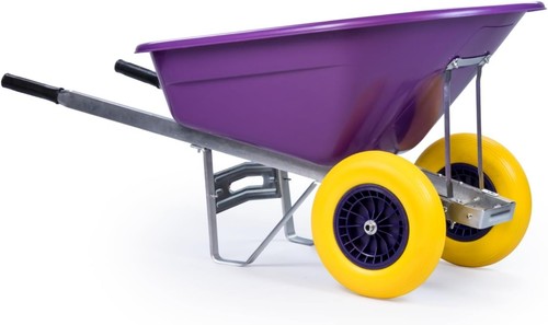 160L 2-Wheel Garden Wheelbarrow – Purple – Flat-Free Tyres Heavy Duty ...