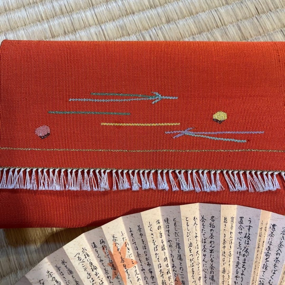 Orange cloth and Japanese fan set for tea ceremony | eBay