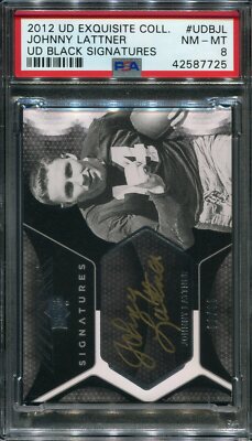2012 Upper Deck Exquisite UDBJL Johnny Lattner Black Auto 01/65 PSA 8 ...