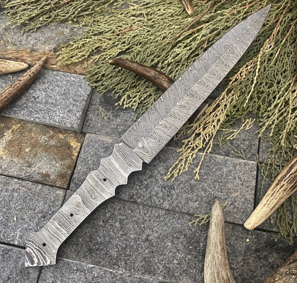 12' EDC HANDMADE DAMASCUS STEEL HUNTING SURVIVAL DAGGER KNIFE BLANK ...
