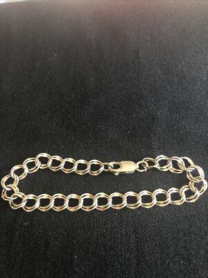 925 sterling silver Double ring Charm bracelet 7” Long | eBay