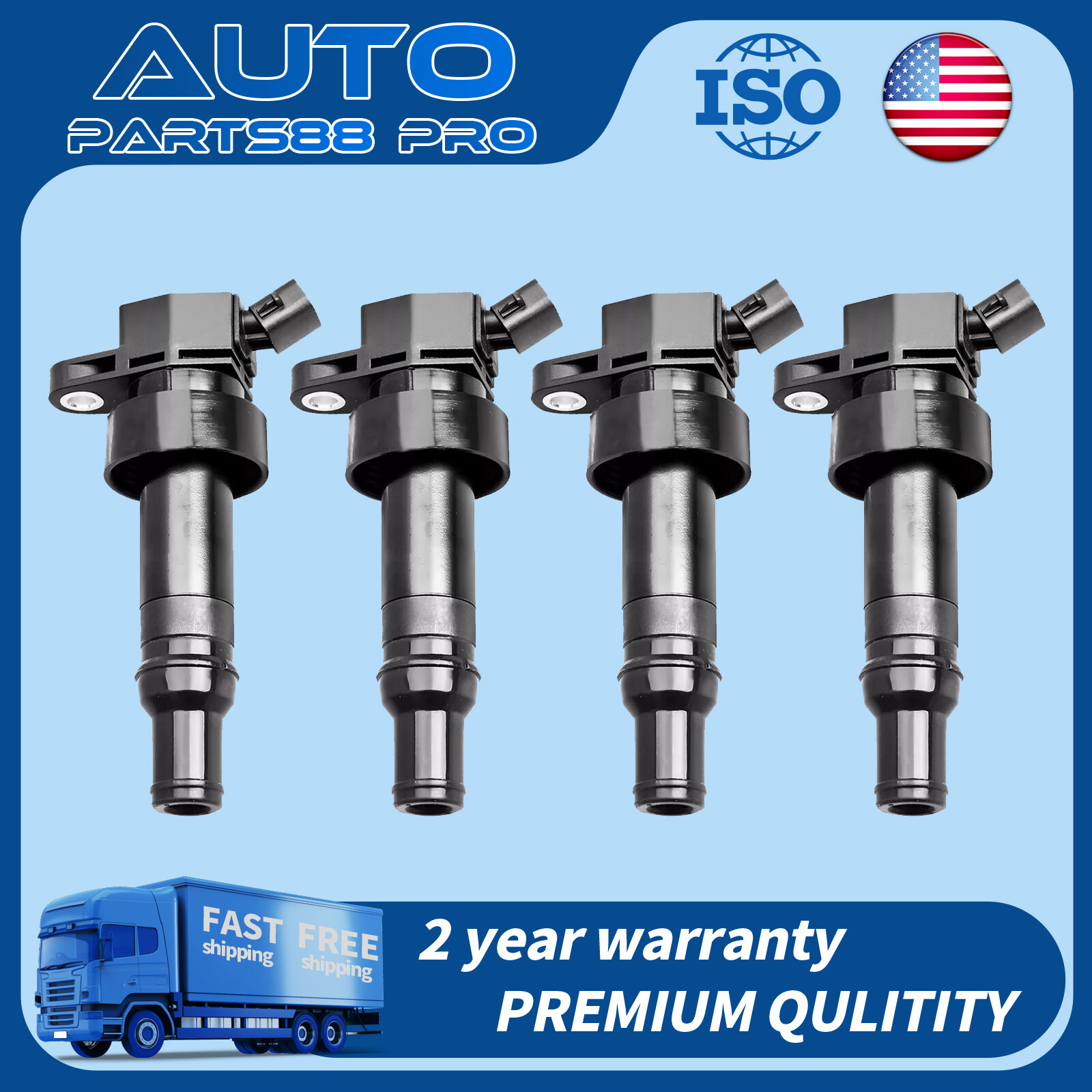 4PCS Ignition Coil For Kia Rio Soul Hyundai Accent Veloster 12-20 1.6L ...