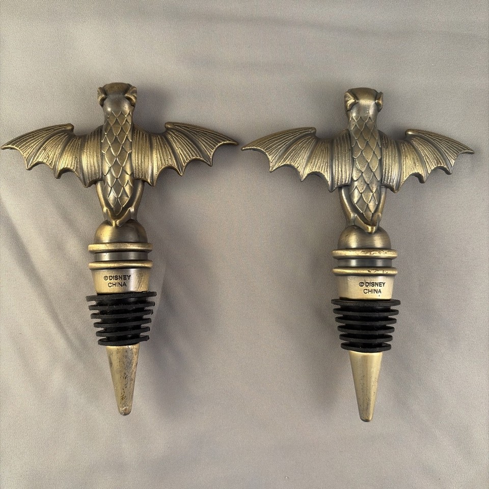 Set of 2 Disney Parks Haunted Mansion Bat Stanchion Wine Bottle Stopper ...