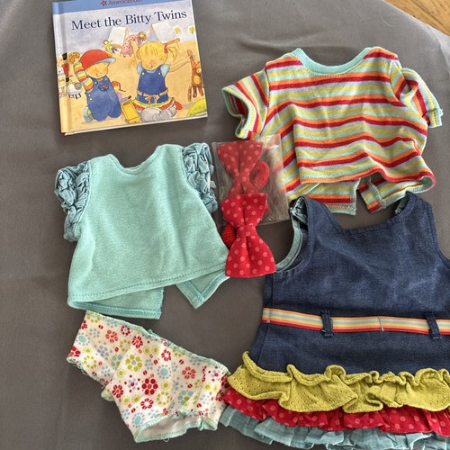 American Girl Bitty Baby Twins Denim Outfit With Shoes Plus Books | eBay