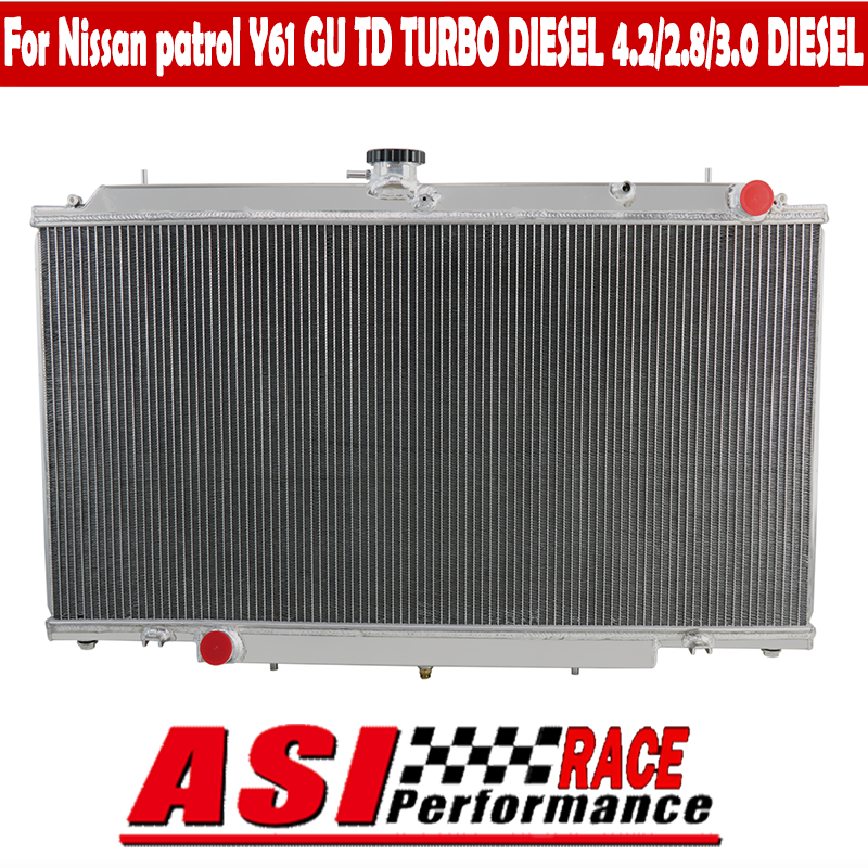 4 ROW Radiator 62MM For Nissan GU PATROL Y61 TD42 2.8/3.0/4.2L TURBO ...