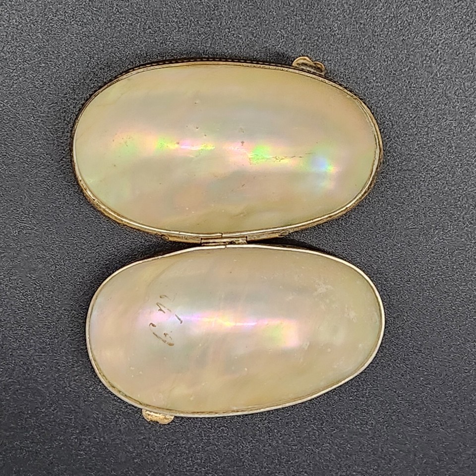 Antique Hand Made Mother of Pearl Shell Hinged 3"L Trinket Sewing Box ...