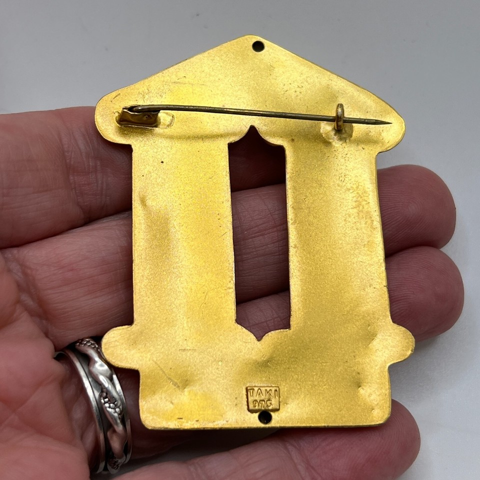 Signed TAKI Vintage Designer 975 Sterling Silver Gold Gilt Greek Pillar ...