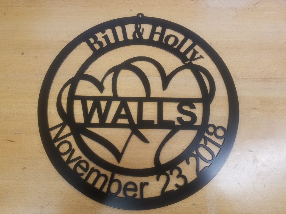 Wedding gift metal wall art plasma cut decor customize newlywed idea | eBay