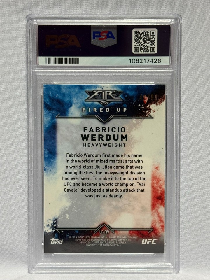 2017 Topps Chrome UFC Fabricio Werdum UFC Fire PULSAR Refractor 41/50 ...