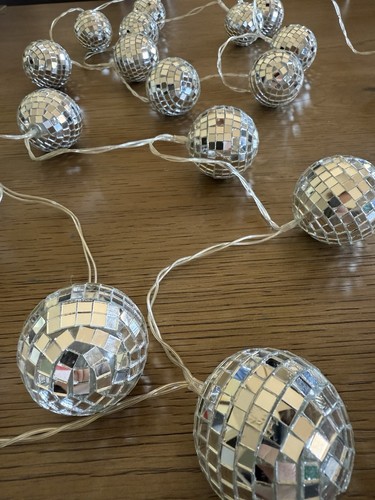 72" LED Disco Mirror Balls Battery Operated String Lights Garland (Set ...